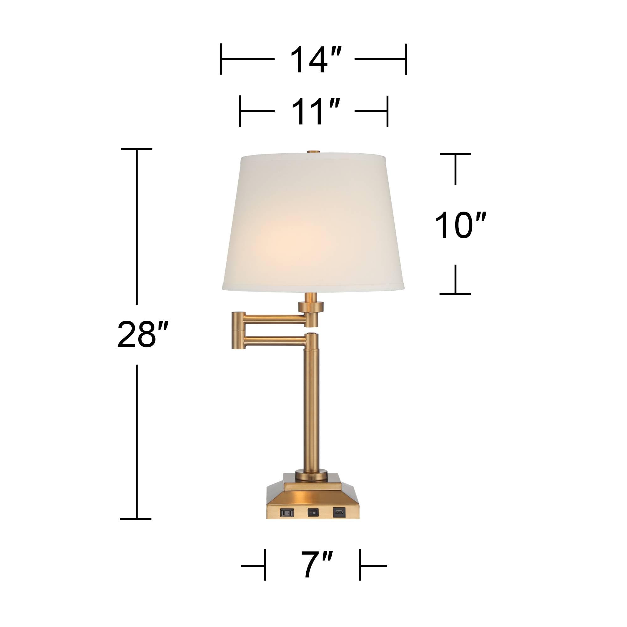 Possini Euro Design Camber Workstation Warm Gold Swing Arm Desk Lamp with Outlet and USB Port