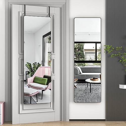 LVZORY Wall Mounted Full Length Mirror, 39"x12" Over The Door, Body Mirror for Bedroom (Black)
