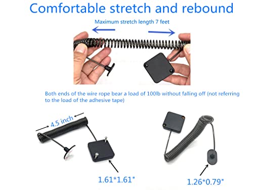 LORADAR 7ft Retractable Cable Lock with Double Sided Adhesive for Gaming Controller, Tablets, Mobile Phones Other Hardware Showroom and Controller, TV, DVD Remote Control Tether… (Black 10PACK)