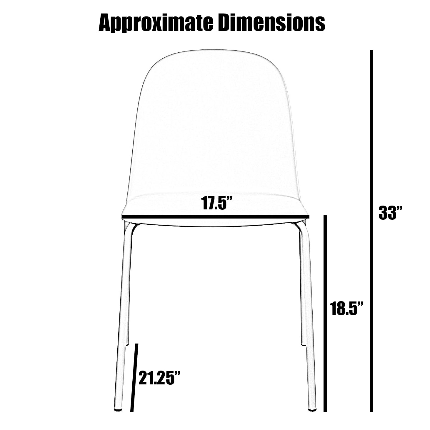 2xhome Modern Stackable Armless Dining Chair, Plastic Shell Seat with Metal Legs for Indoor Outdoor Home Kitchen Patio Cafe, Black