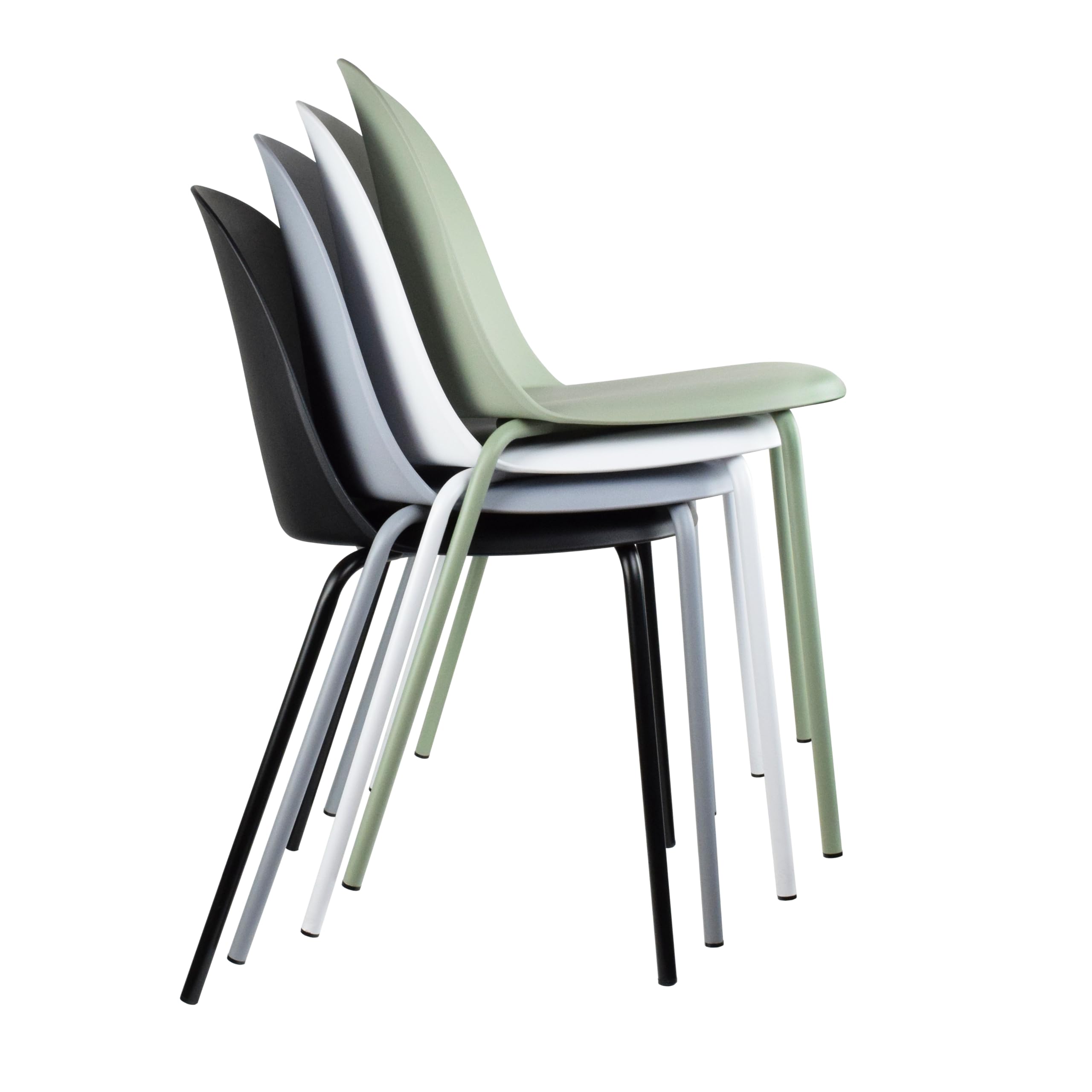 2xhome Modern Stackable Armless Dining Chair, Plastic Shell Seat with Metal Legs for Indoor Outdoor Home Kitchen Patio Cafe, Black