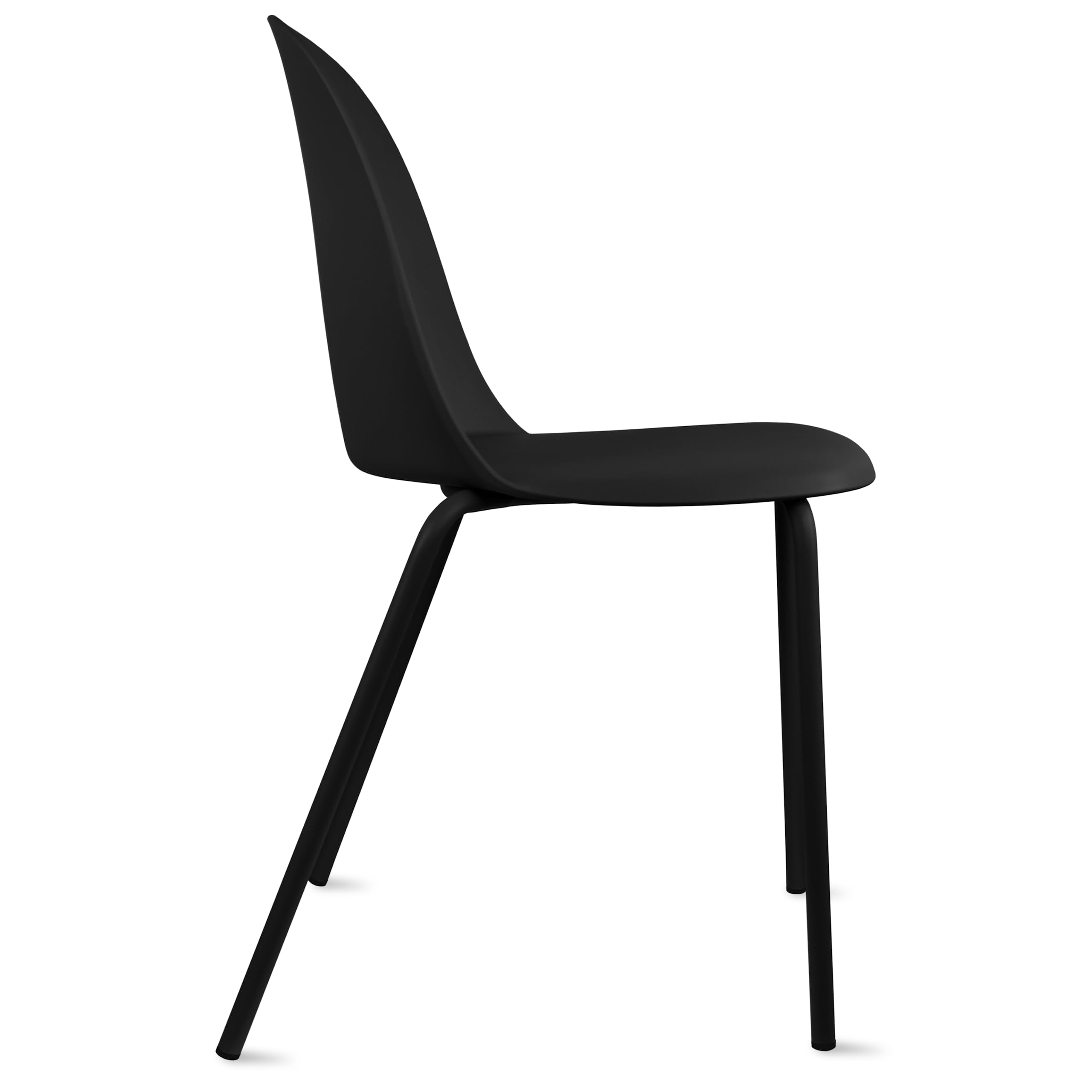 2xhome Modern Stackable Armless Dining Chair, Plastic Shell Seat with Metal Legs for Indoor Outdoor Home Kitchen Patio Cafe, Black