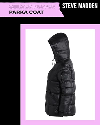 Steve Madden Women's Winter Jacket - Heavyweight Quilted Puffer Parka Coat - Faux Fur Lined Outerwear Jacket for Women (S-XL), Size Medium, Black