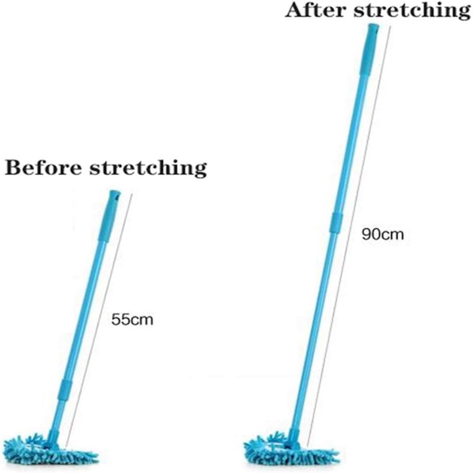 180° Rotatable Adjustable Triangle Cleaning Mop, Wet and Dry Mop with Extendable Long Handle, Cleaning Mop with 2 Reusable Mop Heads for Bathroom Floor Wall Sofa Bed Bottom (Blue)