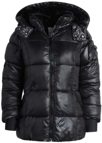 Steve Madden Women's Winter Jacket - Heavyweight Quilted Puffer Parka Coat - Faux Fur Lined Outerwear Jacket for Women (S-XL), Size Medium, Black