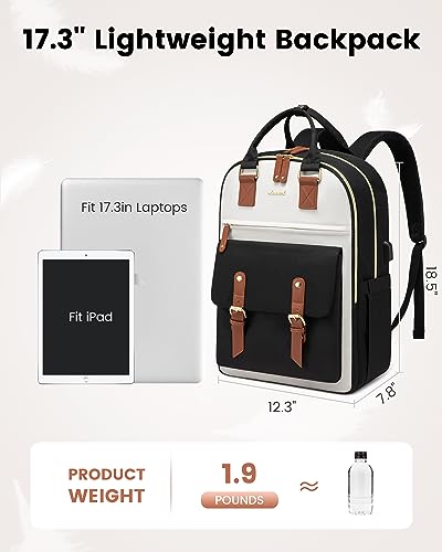 LOVEVOOK Laptop Backpack Women,17.3 Inch Fashion College Backpack with USB Charging Port,Teacher Nurse Work Travel Computer Bag Purse Business Commuter Backpack
