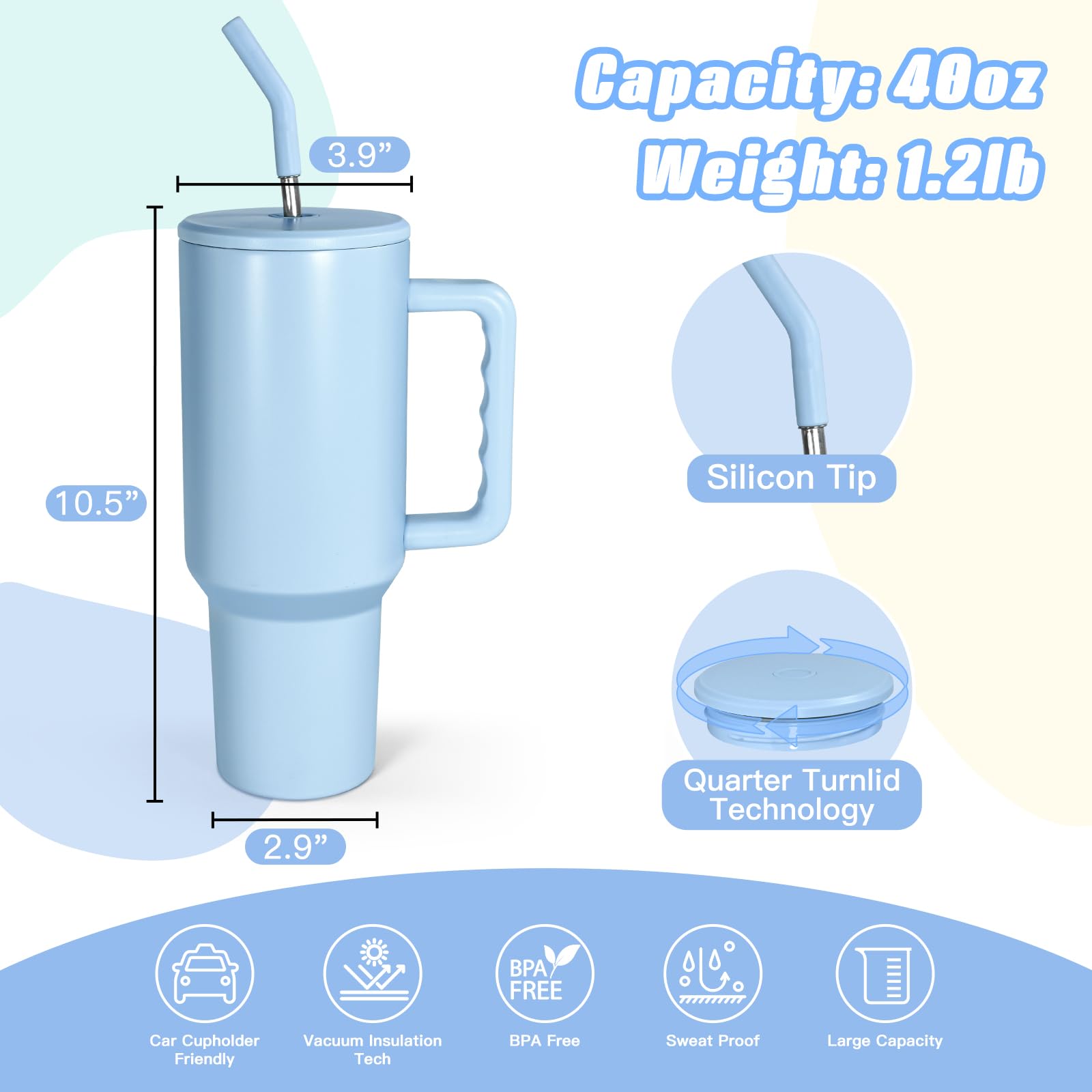 AGH 40 oz Sublimation Tumbler with Handle 4-Pack Stainless Steel Insulated Tumblers Blanks Water Bottle Travel Cups Matte Beige