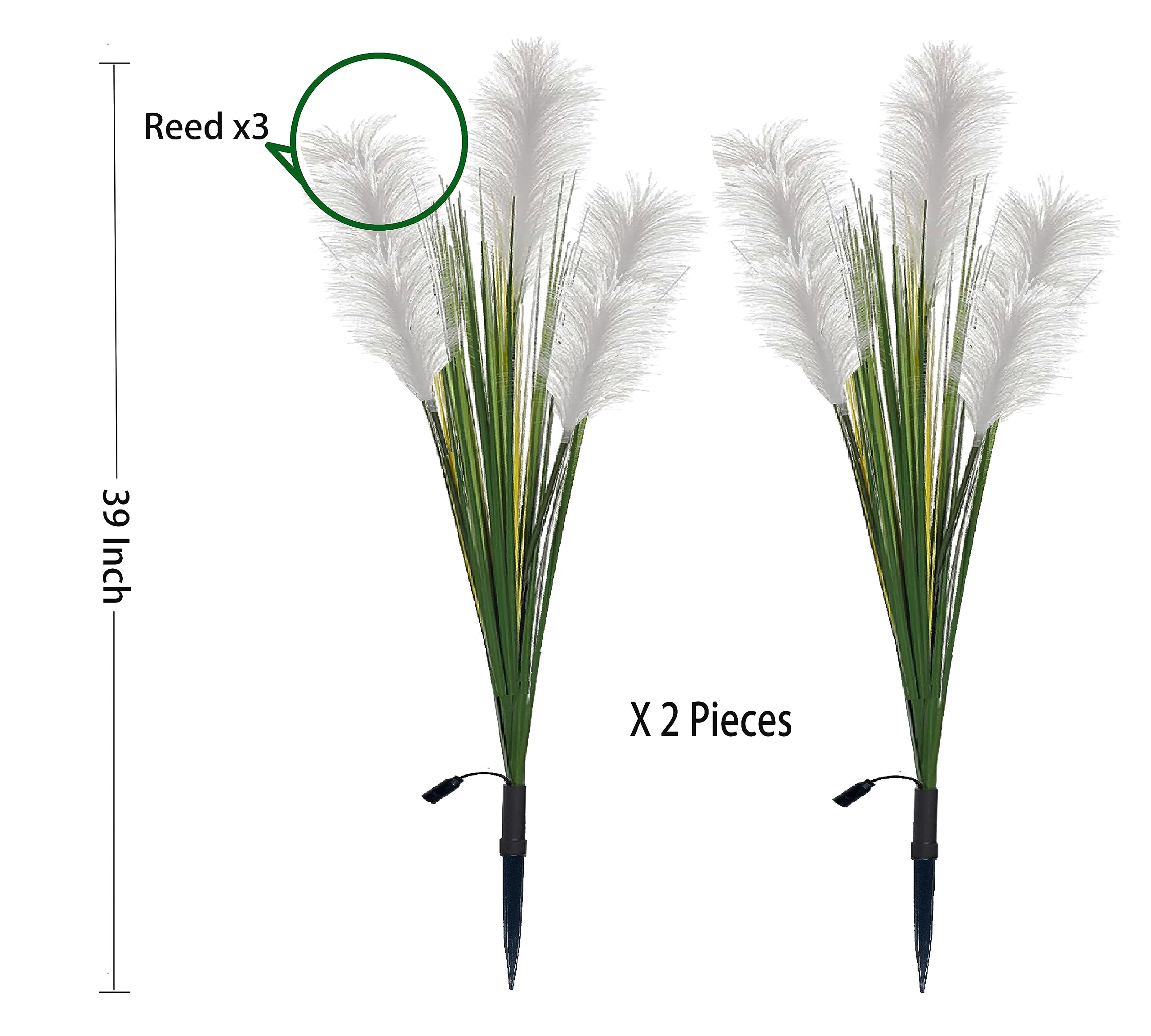 Fake Plants Artificial Plants Reed Greenery Flowers，Pampas Grass Suitable for Office, Home Floor Indoor and Outdoor Decoration LED Lighting (2 Packs)