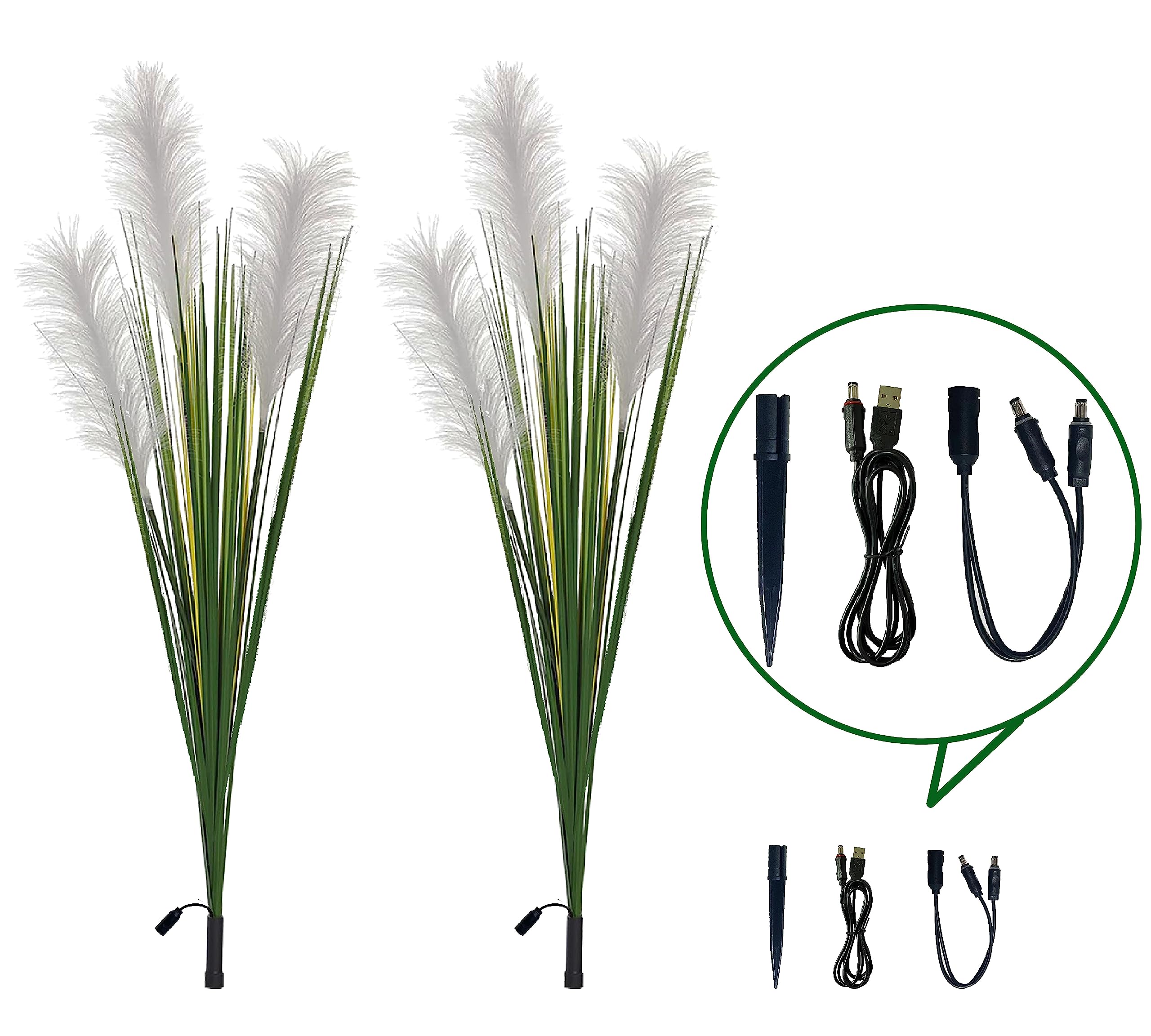 Fake Plants Artificial Plants Reed Greenery Flowers，Pampas Grass Suitable for Office, Home Floor Indoor and Outdoor Decoration LED Lighting (2 Packs)