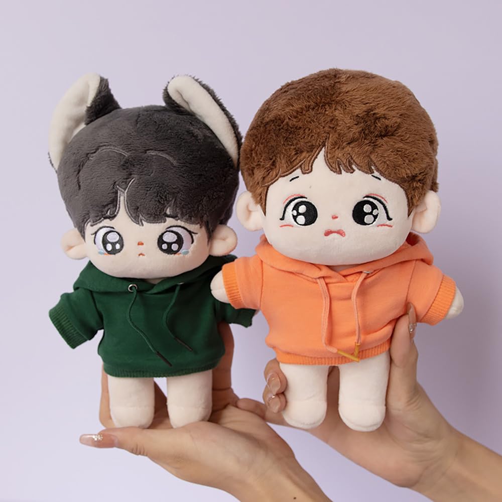 niannyyhouse 20cm Plush Doll Clothes Elastic Solid Sportswear Suits Hoodie Pants Soft Stuffed Plush Toy Dress Up Accessories (Light Blue, 20cm)