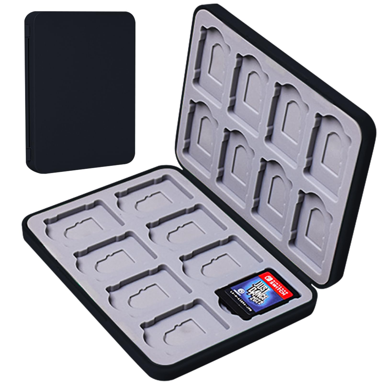 Wesoke Game Card Case for Nintendo Switch/OLED/Lite or Micro SD Memory Cards, Portable Black Game Card Storage Holder Box Cartridge Case with 16 Game Card Slots & Magnetic Closure & Hard Shell