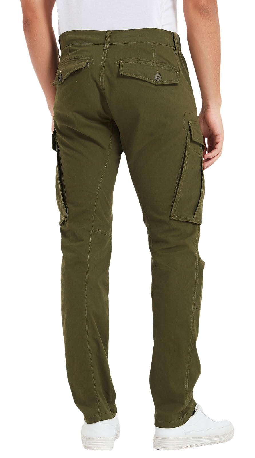 Plaid&Plain Men's Cargo Pants Slim Fit with 3D Shape and Stretchy Fabric C804 Olive 32WX28L