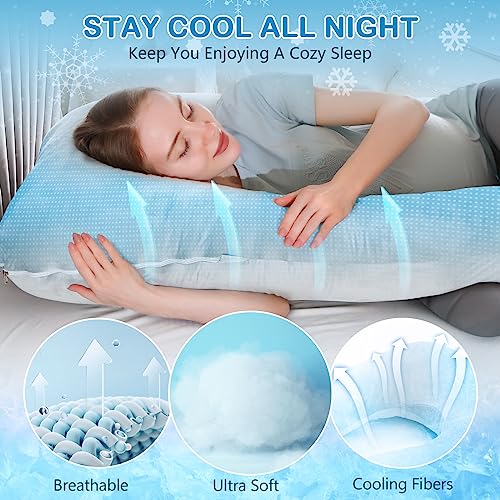 Pregnancy Pillows, U Shaped Full Body Pillow with Washable Velvet Cover, 55 Inch Maternity Pregnancy Pillows for Sleeping, Support for Back, HIPS, Legs, Belly for Pregnant Women (Light Gray)