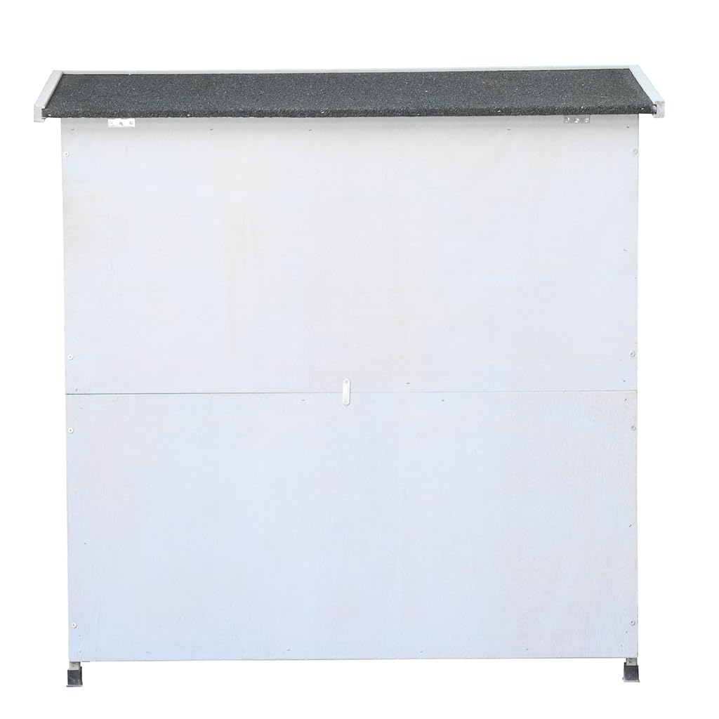 AMZOSS Premium White Rabbit Hutch with Lockable Door, Trap Door, and Roomy Space for Double Guinea Pig Cages