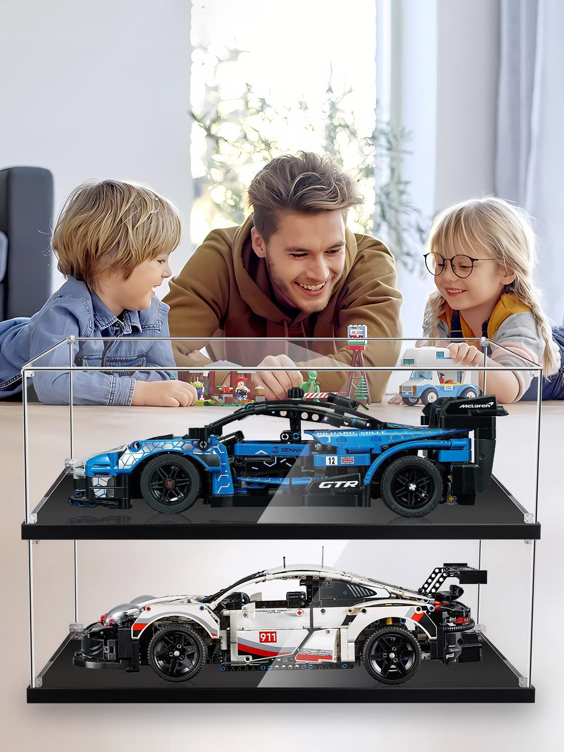ICUANUTY Acrylic Display Case for Lego Technic Bugatti Chiron 42083 Race Car, Dust-Proof Display Box for Lego 42083, Size: 25.29x11.81x7.87in(NOT Included The Model)