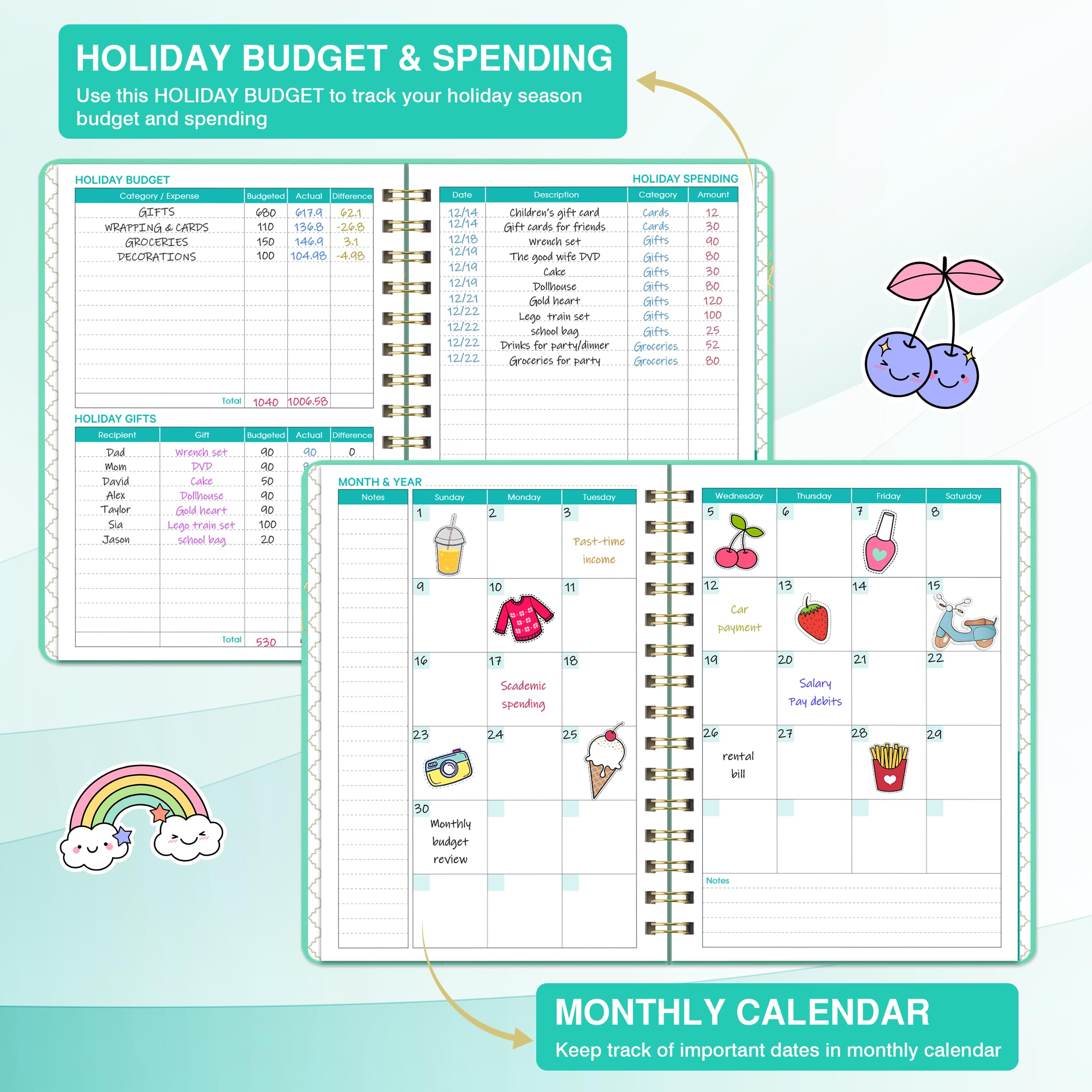 Budget Planner - Budget Book with Bill Organizer and Expense Tracker, 6.1" x 8.25", 12 Month Undated Finance Planner/Account Book to Take Control of Your Money, Start Anytime - Mint