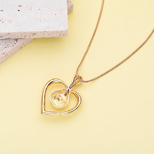 Catuni Gold Heart Necklace Cosplay Glitter Bottle Pendant Necklace for Women BFF Gift