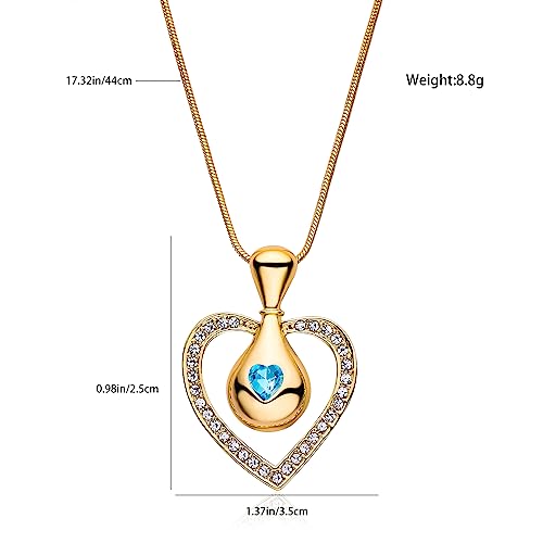 Catuni Gold Heart Necklace Cosplay Glitter Bottle Pendant Necklace for Women BFF Gift