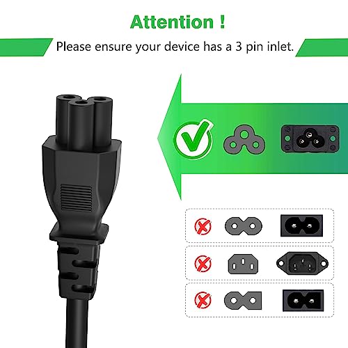 Aprelco New AC in Power Cord Outlet Socket Cable Plug Lead Compatible with Artograph LED1000 LED 1000 Digital Art Projector