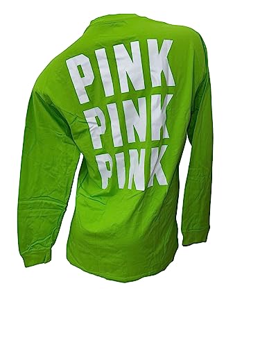 Victoria's Secret Pink Cotton Campus Long Sleeve Oversize Crew Neck Tee Color Green New (as1, Alpha, x_l, Regular, Regular)