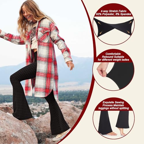FULLSOFT Fleece Lined Leggings Women-Winter Flare Leggings Tummy Control High Waisted Winter Warm Soft Yoga Pants(Black,Small)