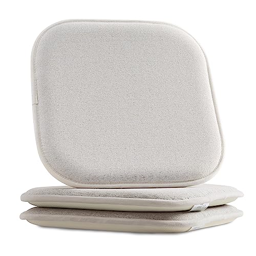 Elegant Comfort 2 Pack Chair Cushion Covers - Skid-Proof Rubber Backing - 16 x 16 Inch - Thick Dining Square Shape Seat Covers - Comfortable Textured Chair Pads with Ties - Thatch Pattern, Cream