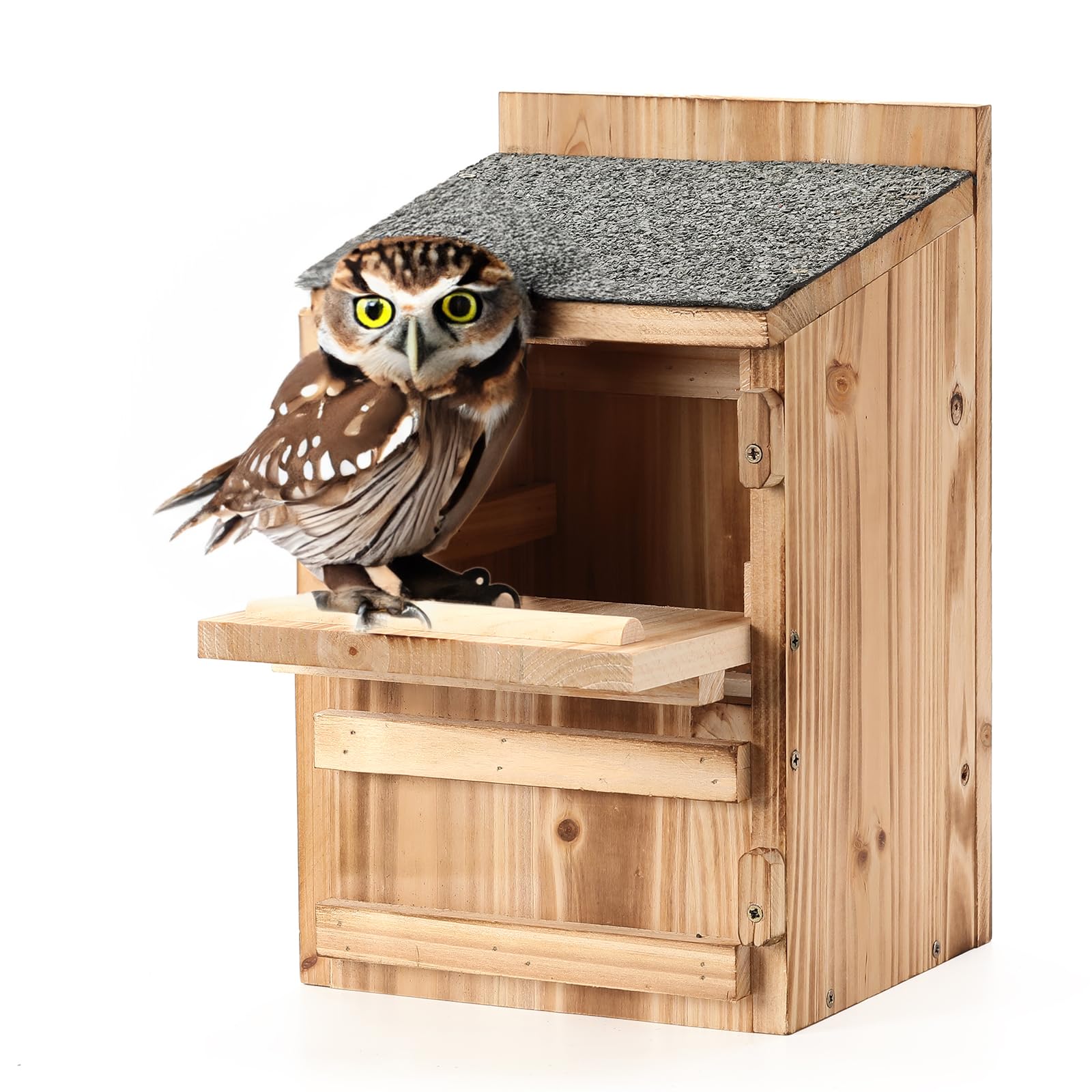 Owl House Screech Owl House Owl House Cedar Barn Owl Bird House House Owls & Kestrels Owl Houses for Outdoors Large Handmade Wooden Rectangular Opening Bird Box with Mounting Screws Easy Assembly