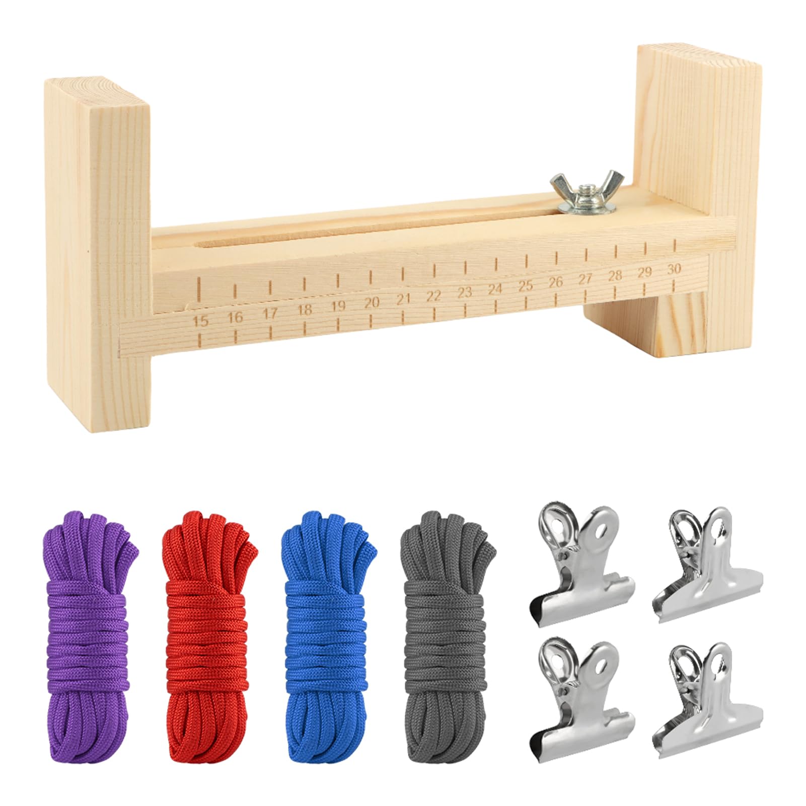 JIANWEI Wooden Jig Bracelet Maker, Paracord Jig Tool, Bracelet Braiding Tool with 4 Rolls Paracord and 4 Buckles, Hand Knitting Kit for Weaving DIY Craft(Wood)
