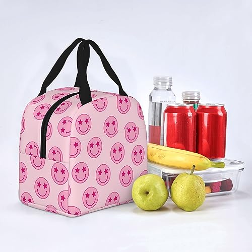 Eleploi Pink Smile Face Insulated Lunch Bag - Chic & Practical, Lunch Box For Office, Picnics, Outdoor Adventures