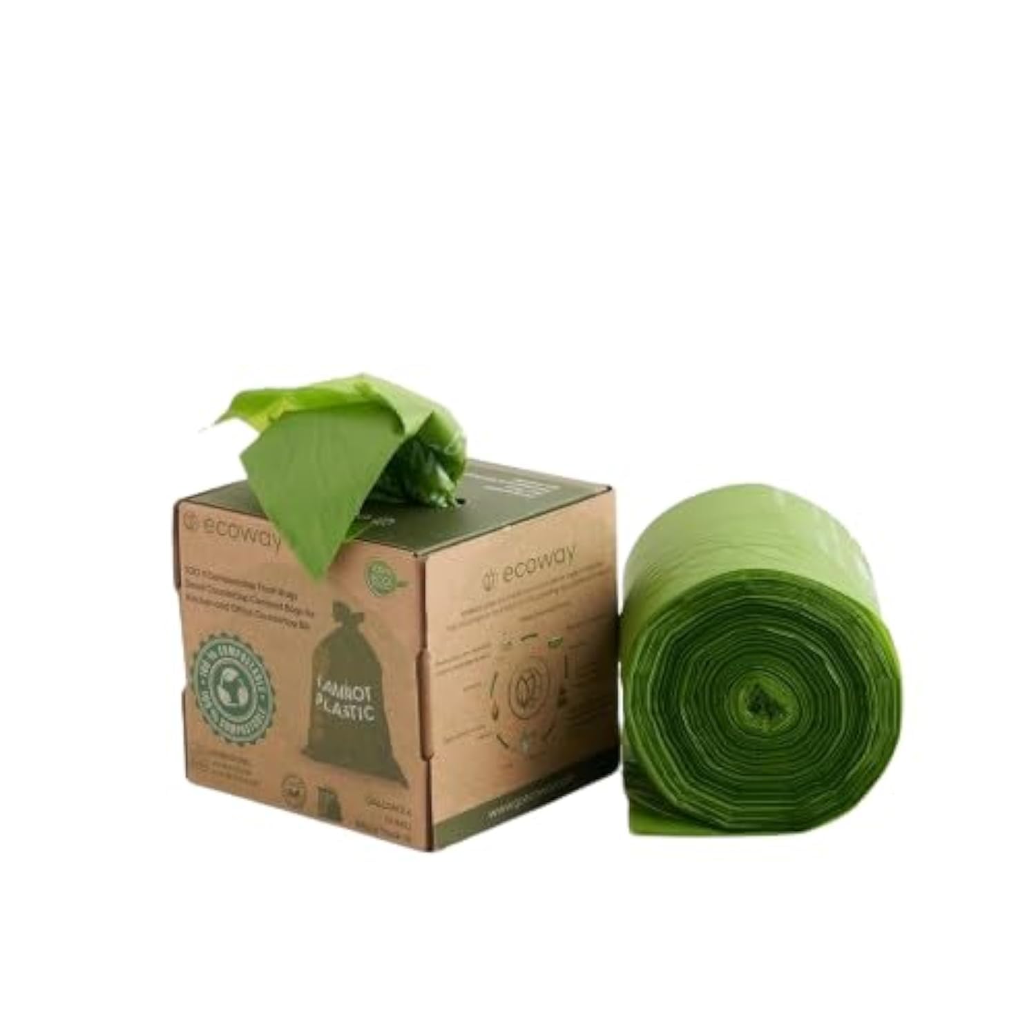 Pack of 100 Ecoway Compostable Garbage Bags | Trash Bags | Bin Liners | Litter Bags | Biodegradable Bags | Eco-friendly Bags | Environmentally Friendly Bags | Disposal Bags