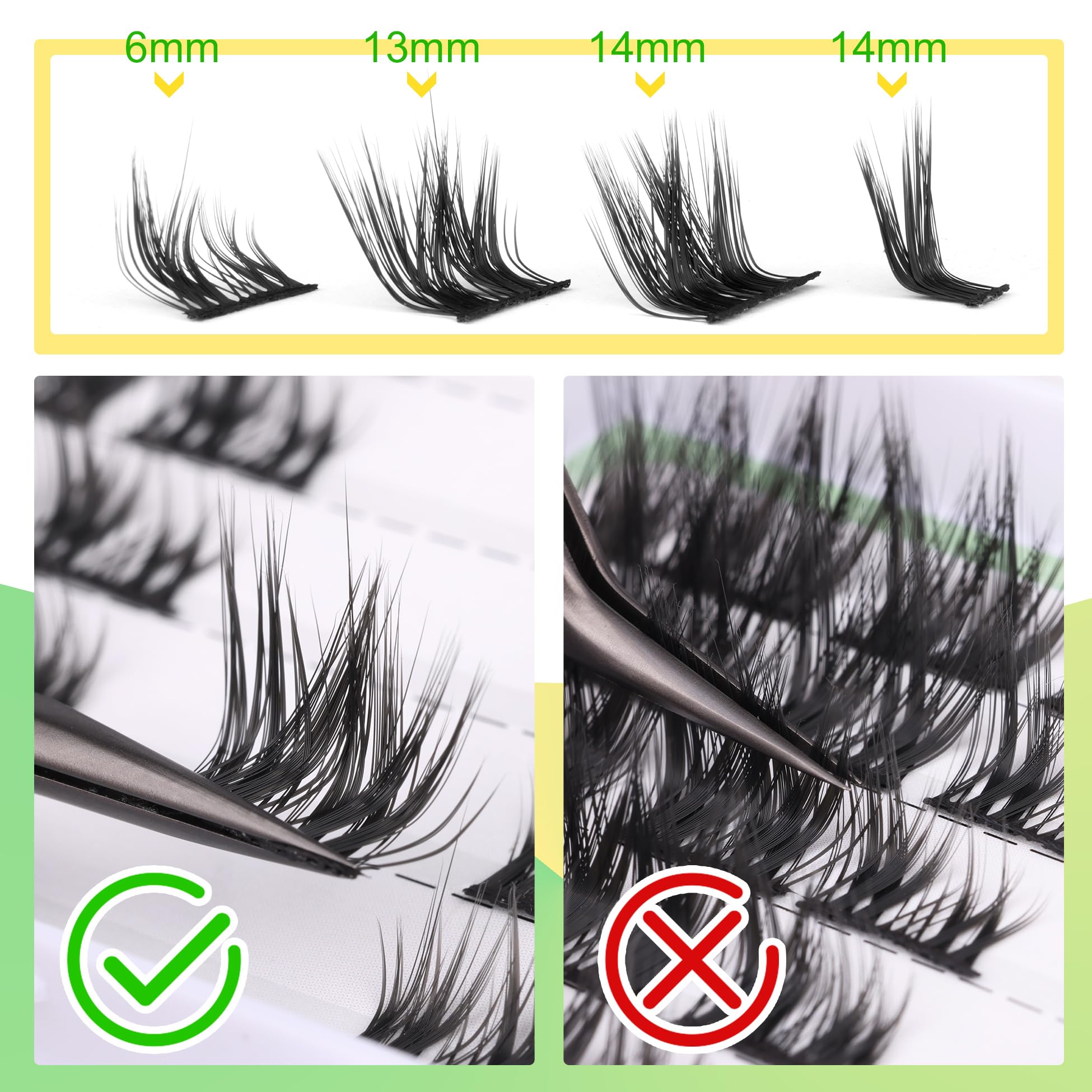 Alice DIY Lash Extensions Clusters Eyelashes L Curl Lash Clusters Cat Eye Individual Lashes Fluffy Wispy DIY Cluster Lashes Extensions False Eyelashes by ALICE Black