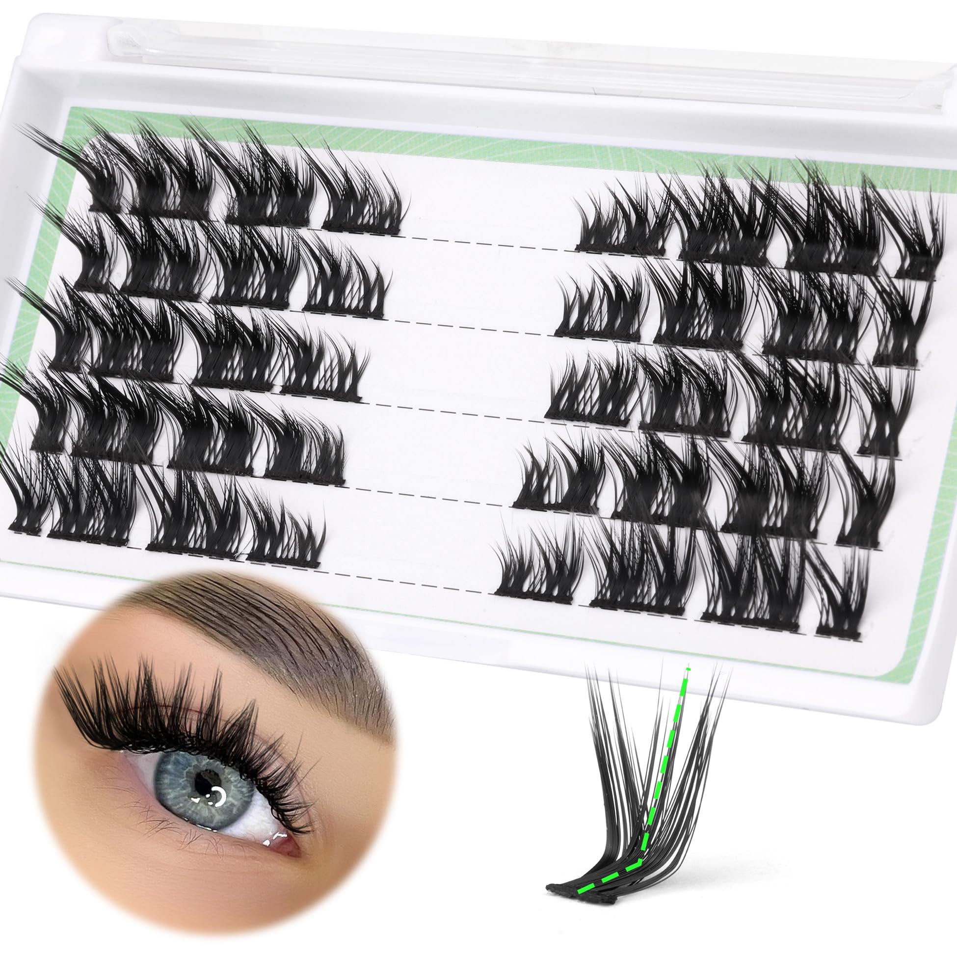 Alice DIY Lash Extensions Clusters Eyelashes L Curl Lash Clusters Cat Eye Individual Lashes Fluffy Wispy DIY Cluster Lashes Extensions False Eyelashes by ALICE Black