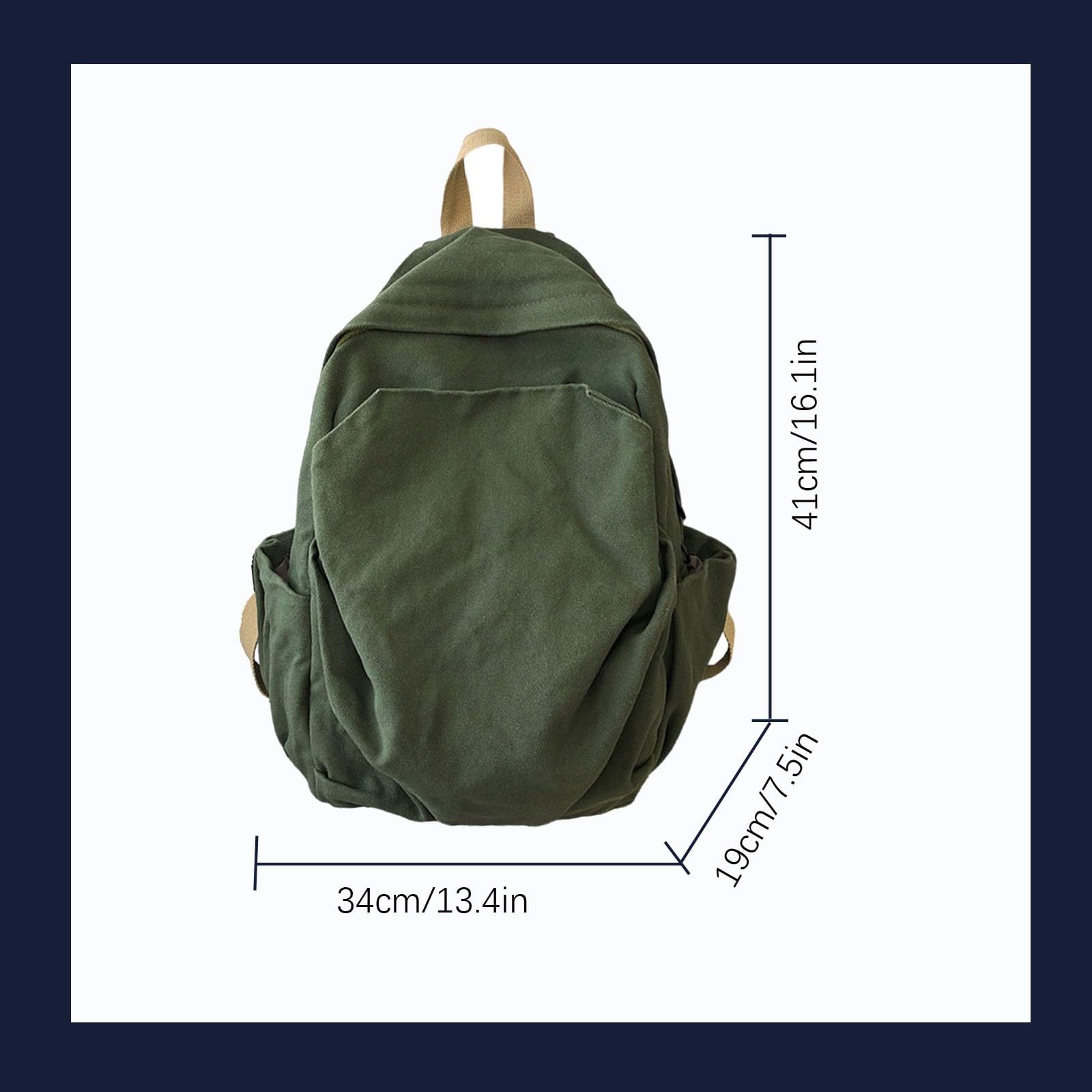 CBDAO Women's canvas bag, men's and women's large capacity leisure backpack, men's and women's travel backpack (Green,One Size)