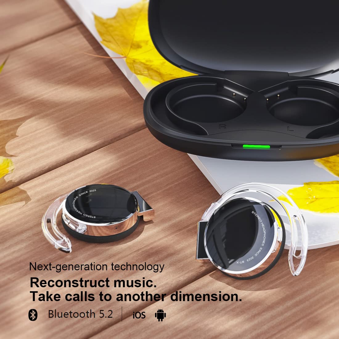 Clip on Headphones Bluetooth V5.3, Open Ear Earphones Wireless with Earhooks, Ear Clip On-Ear Headphones, Sports Headset Bluetooth with 4 Microphones, Noising Cancelling/Long Battery Life(Black)