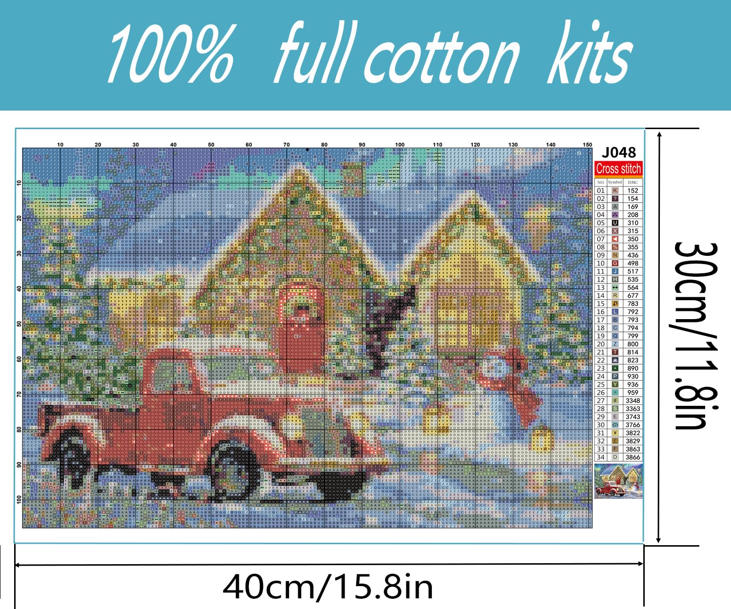 Christmas Stamped Cross Stitch for Adults Beginners,Red Truck Counted Stitch Kits DIY Printed Cross-Stitch Snowman Patterns Needlepoint Kits，Arts and Crafts Embroidery Kits for Christmas Home Decor