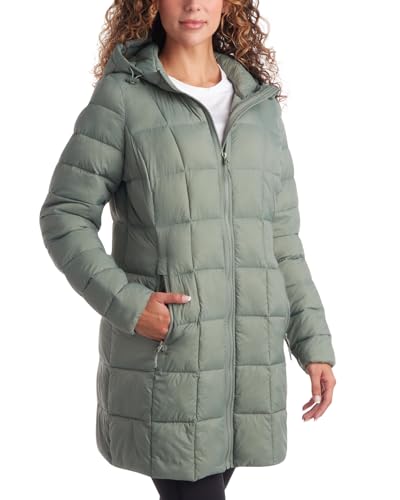 Reebok Women's Winter Jacket - Long Length Quilted Puffer Parka - Heavyweight Outerwear Coat for Women (S-XL), Size Medium, Sage