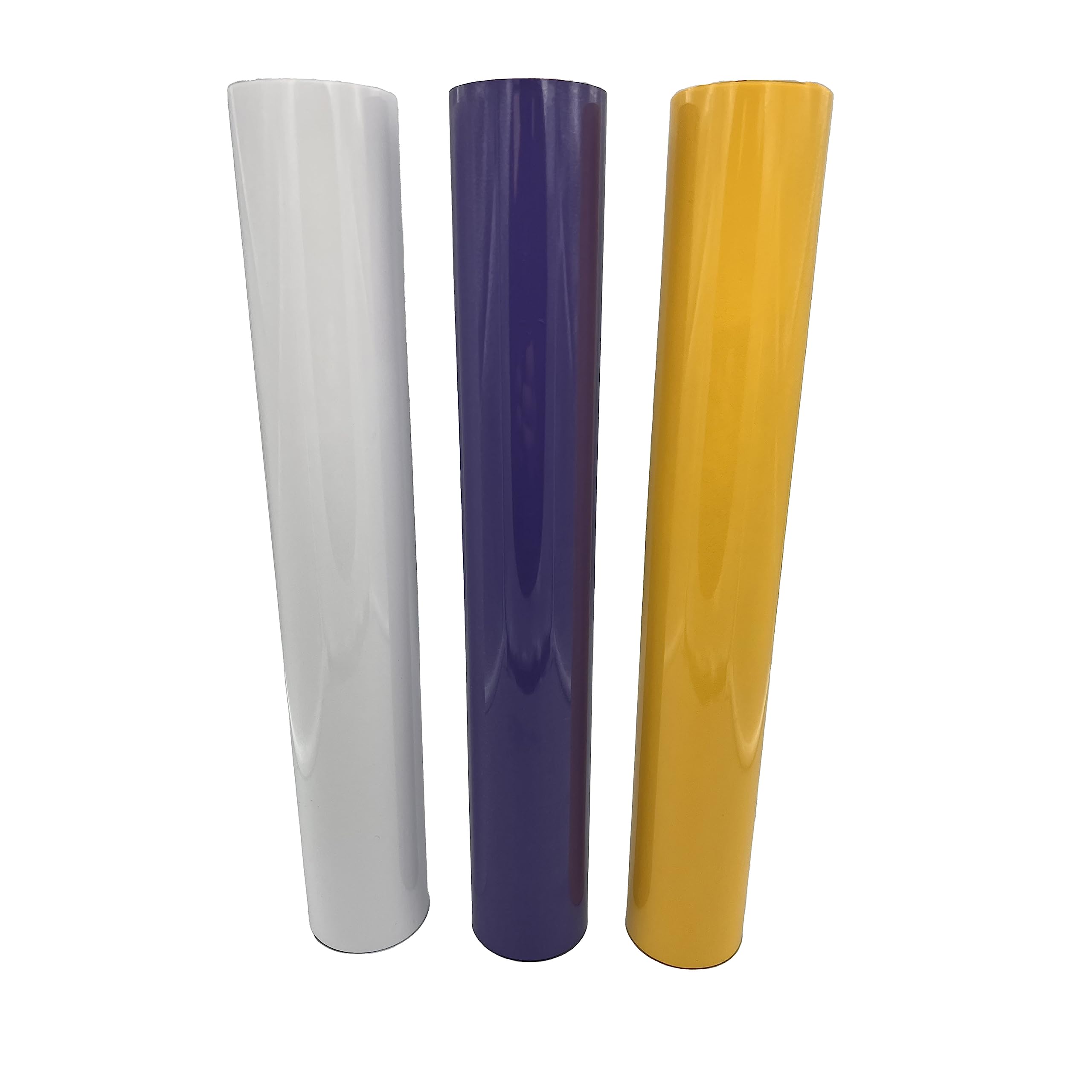 Siser EasyWeed Heat Transfer Vinyl 11.8" x 5ft Roll (3 Pack Bundle with Bonus Weeder)-Compatible with Siser Romeo/Juliet & Other Cutters - CPSIA Certified (White/Purple/Yellow)