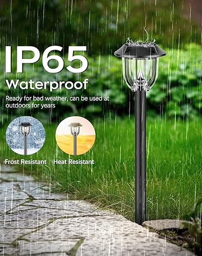 WIHTU 6 Pack Solar Lights for Outside Garden Pathway Lights Outdoor Waterproof Bright Lights for Yard Decor Solar Powered Landscape Lighting for Walkways Driveway Sidewalk Patio Lawn (Cool White)