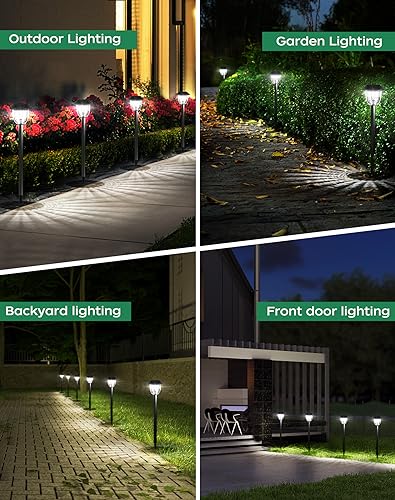 WIHTU 6 Pack Solar Lights for Outside Garden Pathway Lights Outdoor Waterproof Bright Lights for Yard Decor Solar Powered Landscape Lighting for Walkways Driveway Sidewalk Patio Lawn (Cool White)