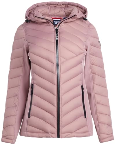 Reebok Women's Jacket - Lightweight Quilted Puffer Parka Coat with Flex Stretch Panels – Casual Jacket for Women (S-XL), Size Large, Dusty Rose