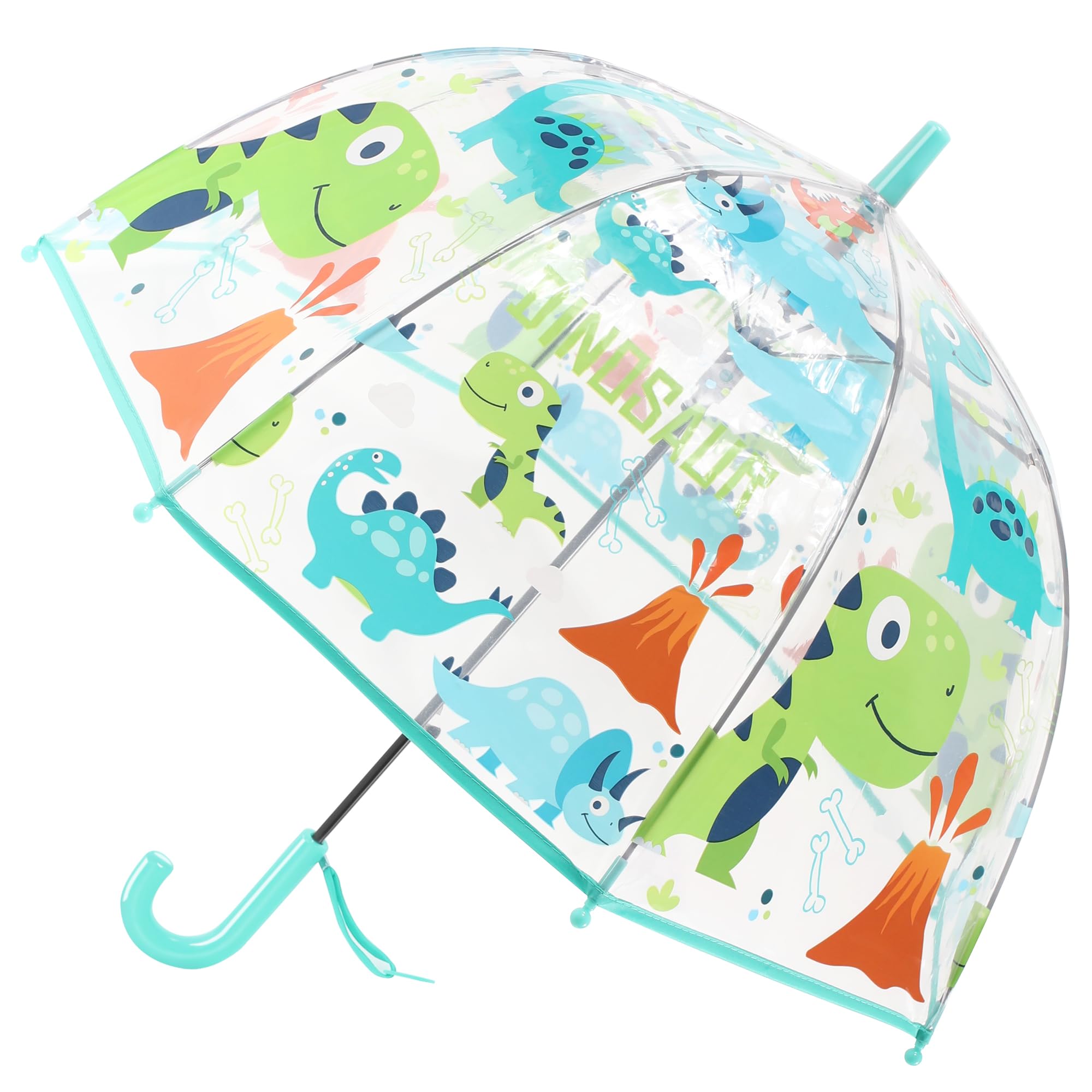 CYBYQ-Family Kids Clear Umbrellas for Rain,Safety Transparent Dome Bubble Umbrella Windproof for Toddler Boys Girls (Dinosaur)