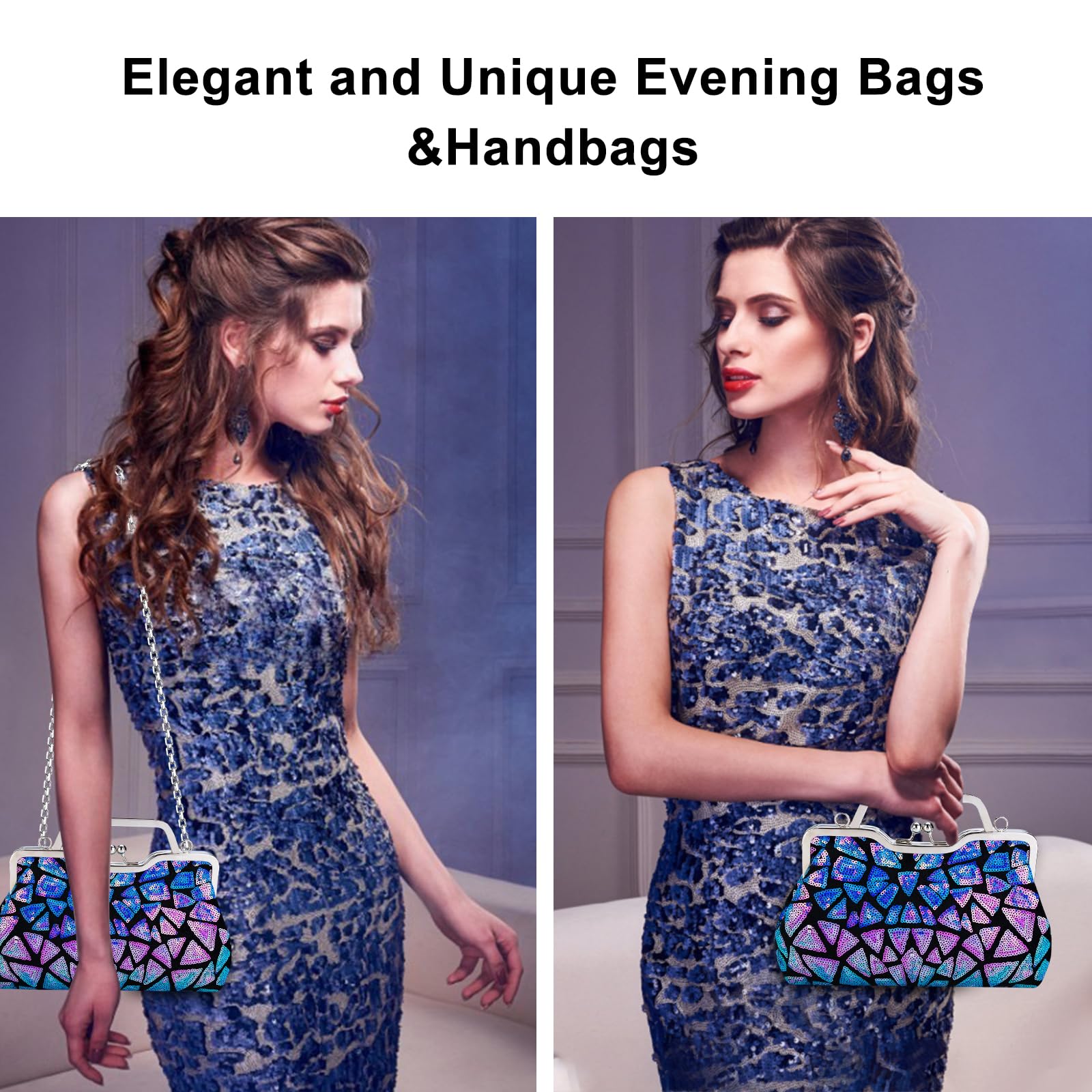 Rkrouco 1920s Vintage Beaded Clutch Evening Bags Pearl Flapper Handbag for Women Wedding Party