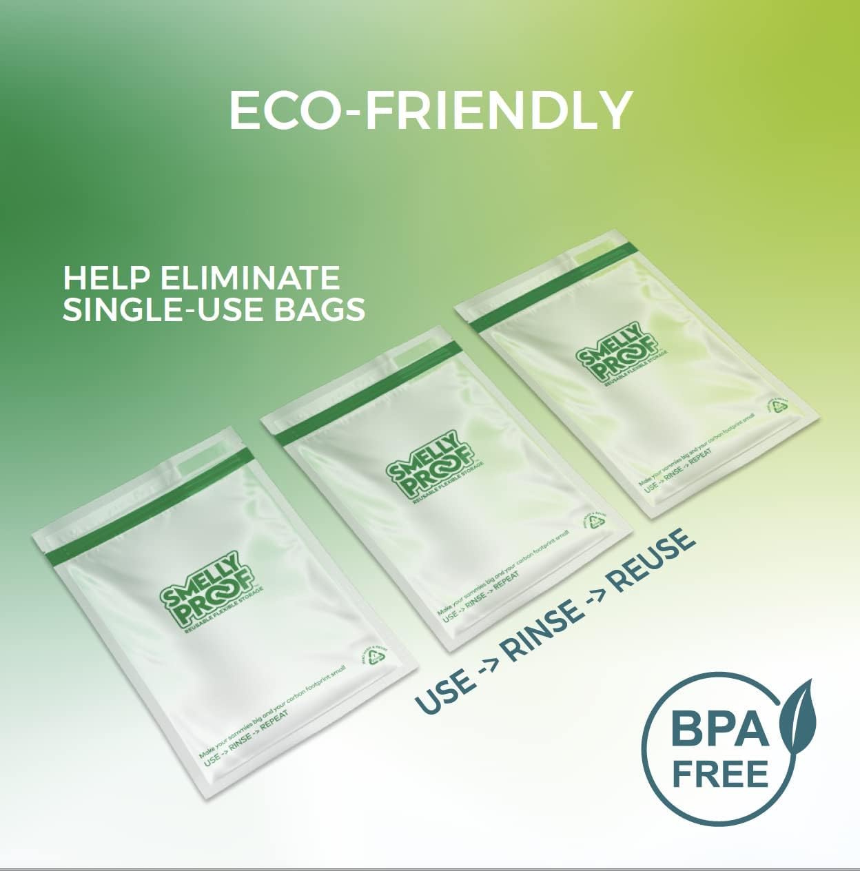 Smelly Proof Reusable Food Storage Bags, 15-Pack, Clear FLAT, 8.5x10