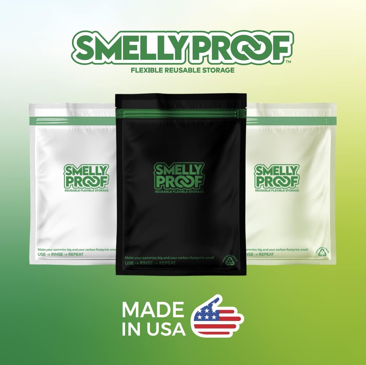 Smelly Proof Reusable Food Storage Bags, 15-Pack, Clear FLAT, 8.5x10