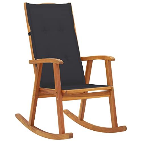 SLGSDMJ Outdoor Rocking Chair, Wooden Rustic High Back All Weather Rocker, for Indoor, Backyard & Patio Rocking Chair with Cushions Solid Acacia Wood