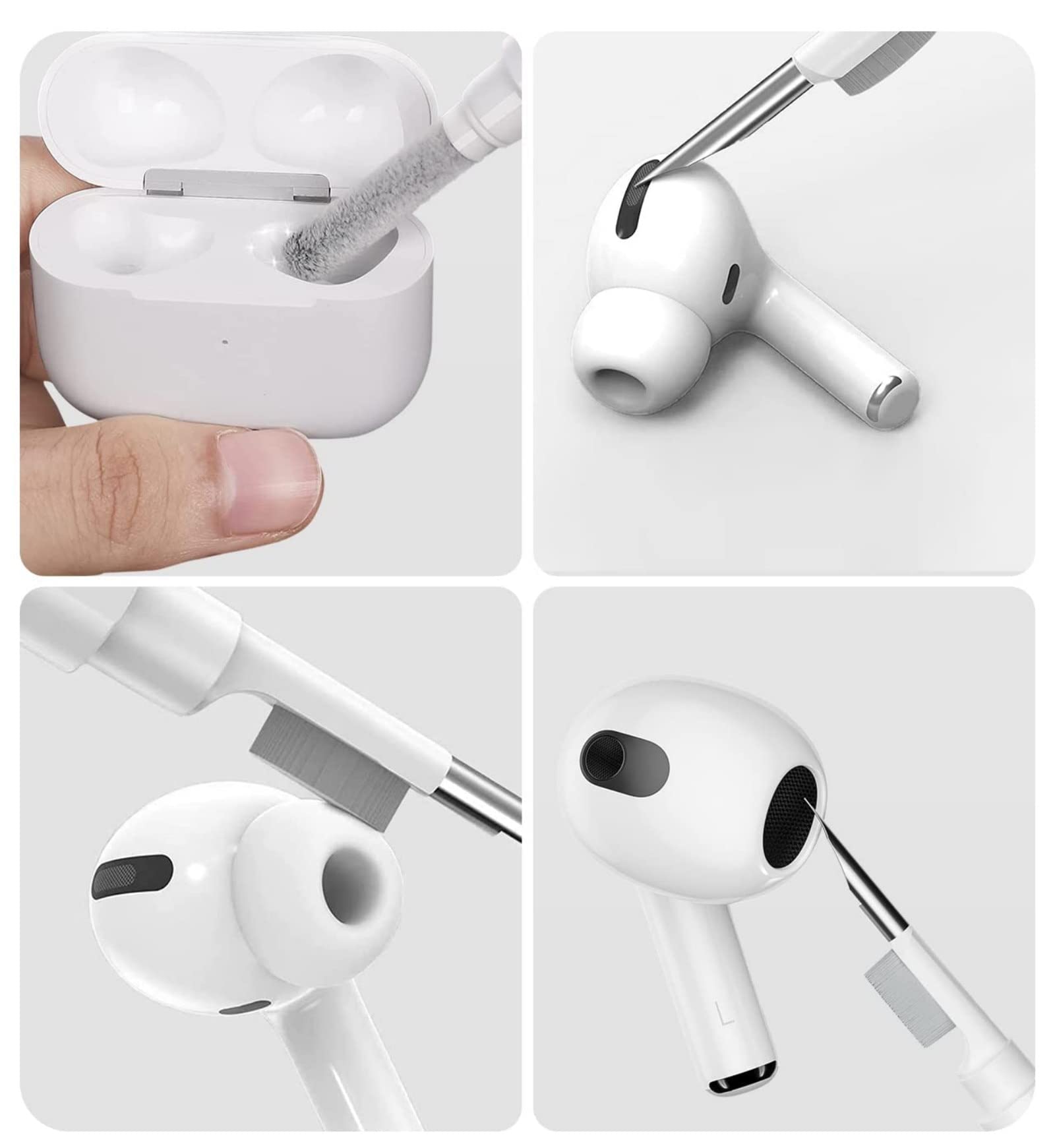 [3 in 1] Compatible for Google Pixel Buds Pro 2022 Cases with Cleaning Kit, Front LED Visible PU Leather Protective Cover Skin with Keychain for Man Women