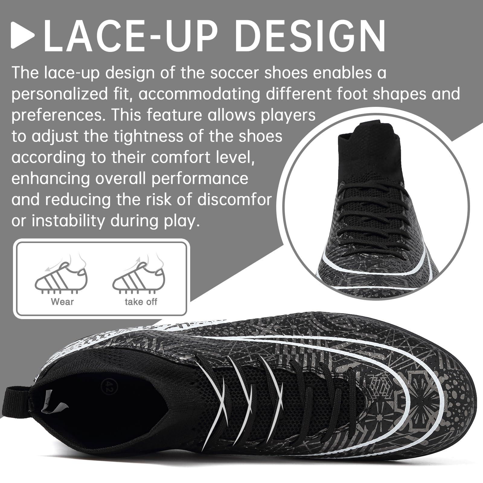 Soccer Cleats Mens Football Cleats for Big Boy Women Indoor Soccer Shoes Tacos de Futbol para Hombre Zapatos de Futbol para Hombre Football Shoes for Youth Futsal Shoes Sneakers Soccer Shoe TF