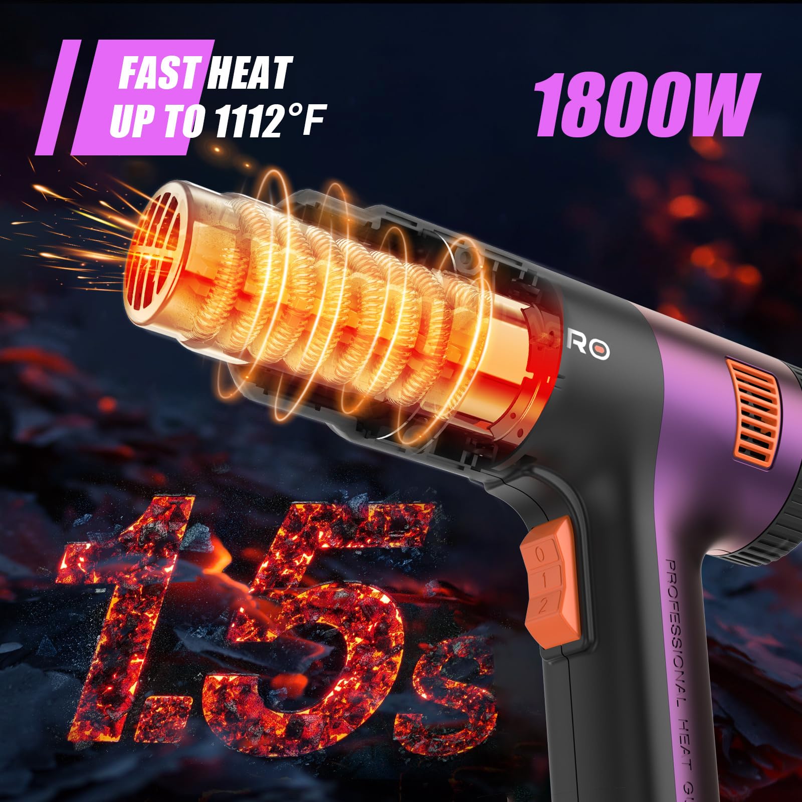 A Nice Heat Gun, Compact but Powerful, Variable Temp Control 122℉~1202℉, Fast Heating Smaller Heat Gun for Crafting, Shrink Tubing,Shrink Wrap,Vinyl Wrap, Intergrated Holder for Hands Free & Hanging