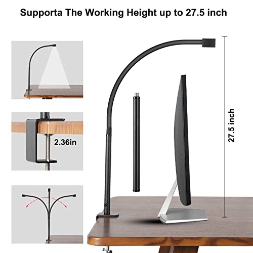 Melaus Eye-Caring LED Desk Lamp,Super Bright Dimmable Architect Task Lamp with Flexible Gooseneck Clamp Light for Home Office,Monitor, Studio, Reading and Drafting - Black,12W…