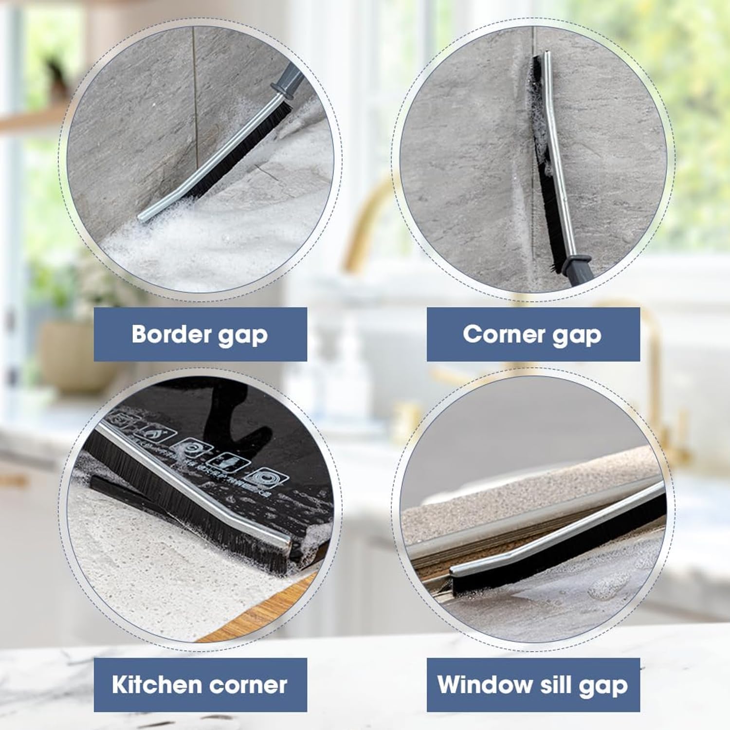 SAPYONY 4Pcs Bathroom Crevice Gaps Cleaning Brush,Clean The Dead Corners of Bathroom Kitchen Tiles, Multifunctional Window Slots, and Brushes,Used for Cleaning Gaps